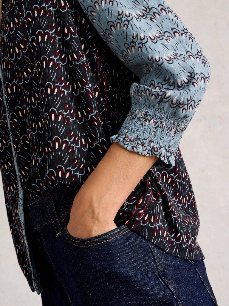 May Mixed Print Top in BLUE MULTI | White Stuff