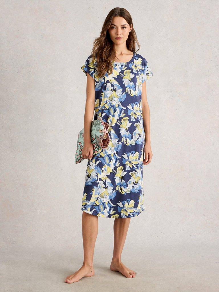 EVA MIDI JERSEY NIGHTIE in PURPLE PRINT | White Stuff US