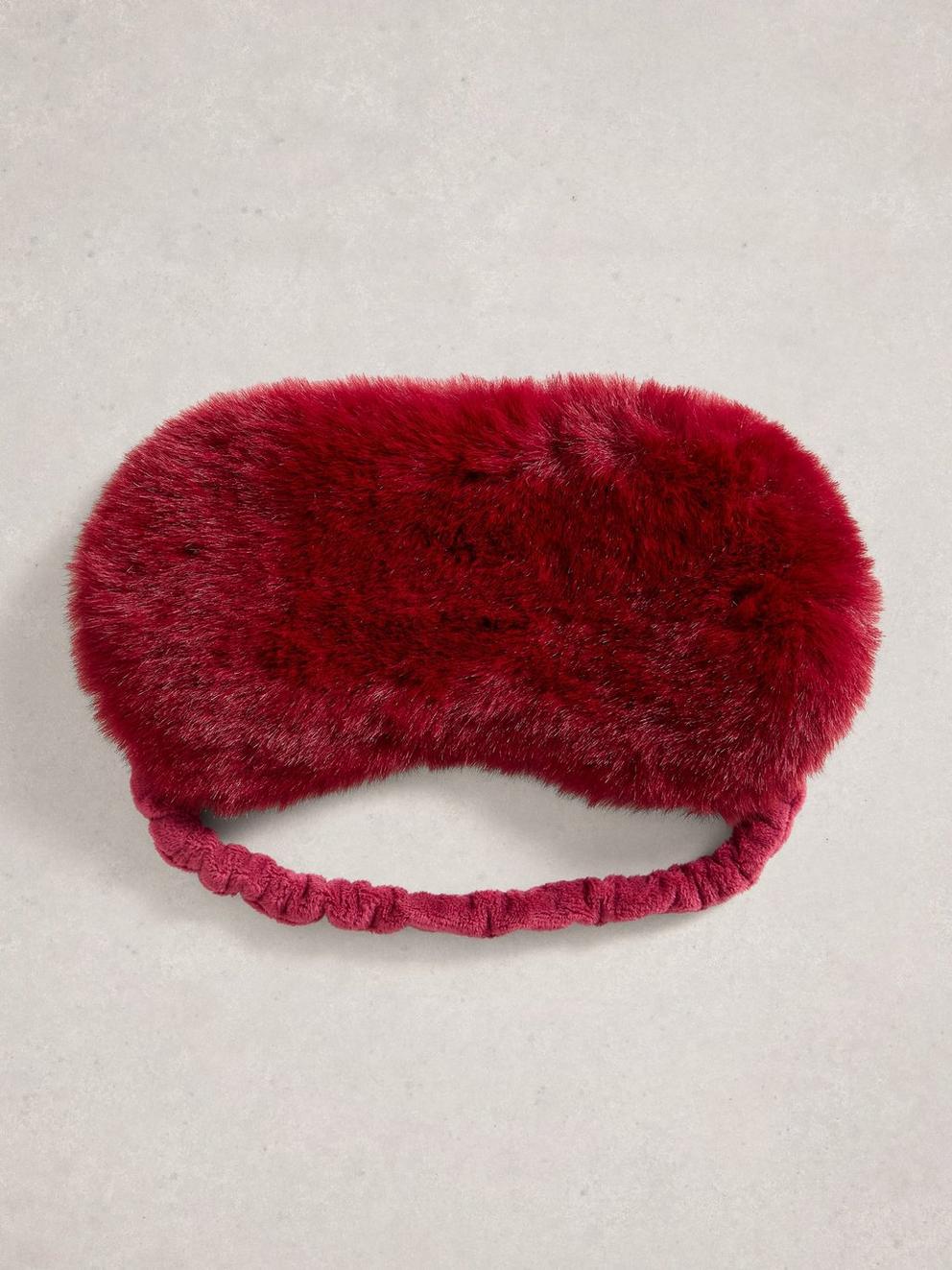 Velvet Faux Fur Eye Mask in DK RED | White Stuff