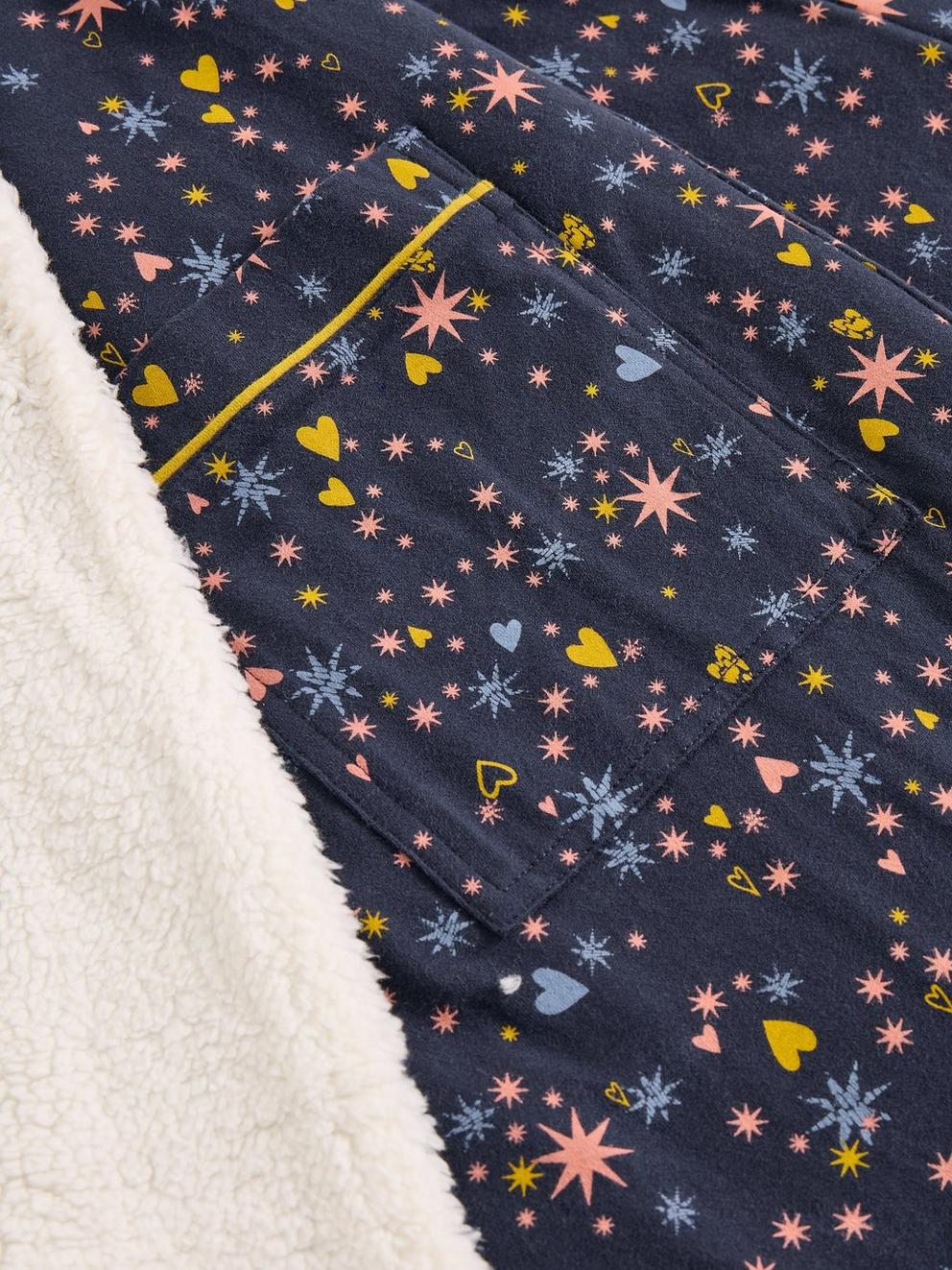 AVA LONG SLEEVE LINED DRESSING GOWN in NAVY MULTI | White Stuff