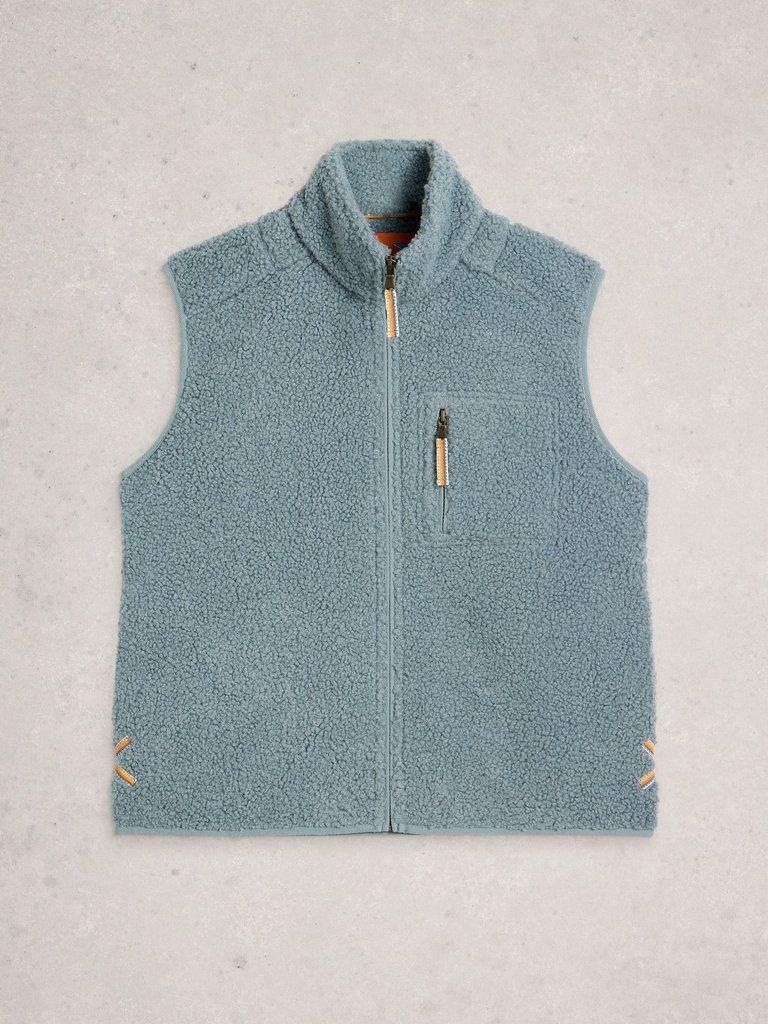 BORG ZIP THROUGH GILET in DUSTY BLUE | White Stuff
