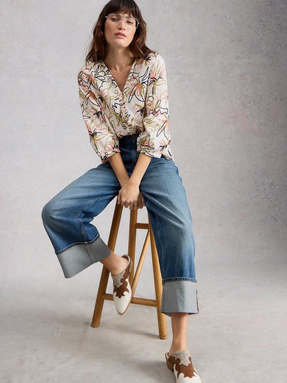 Ruby Cotton Organic Top in IVORY PRINT | White Stuff US