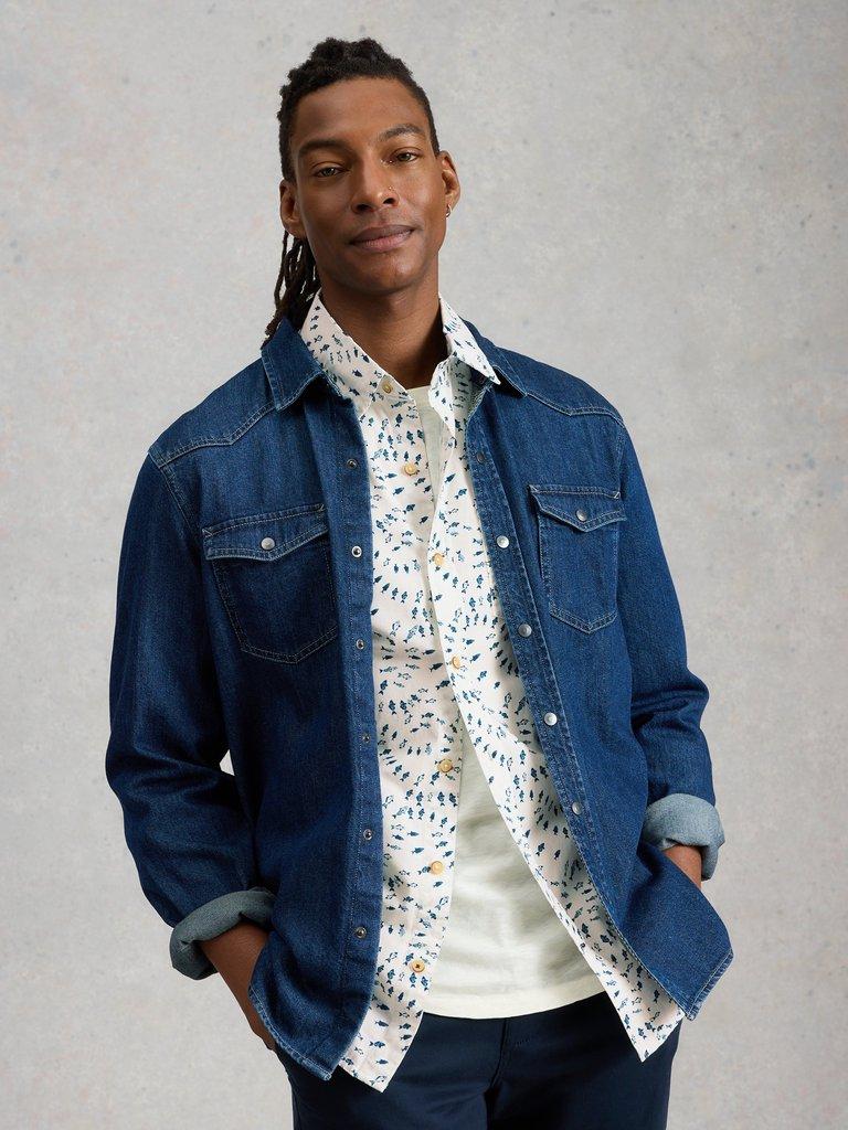 Finsbury Swim Fish Print Shirt in WHITE PRINT | White Stuff