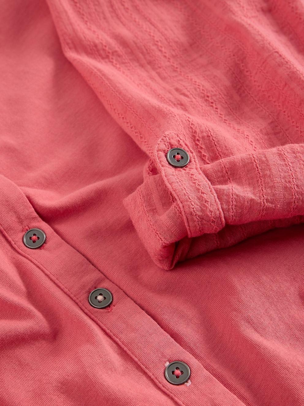 ANNIE MIX JERSEY COLLARED SHIRT in MID PINK | White Stuff US