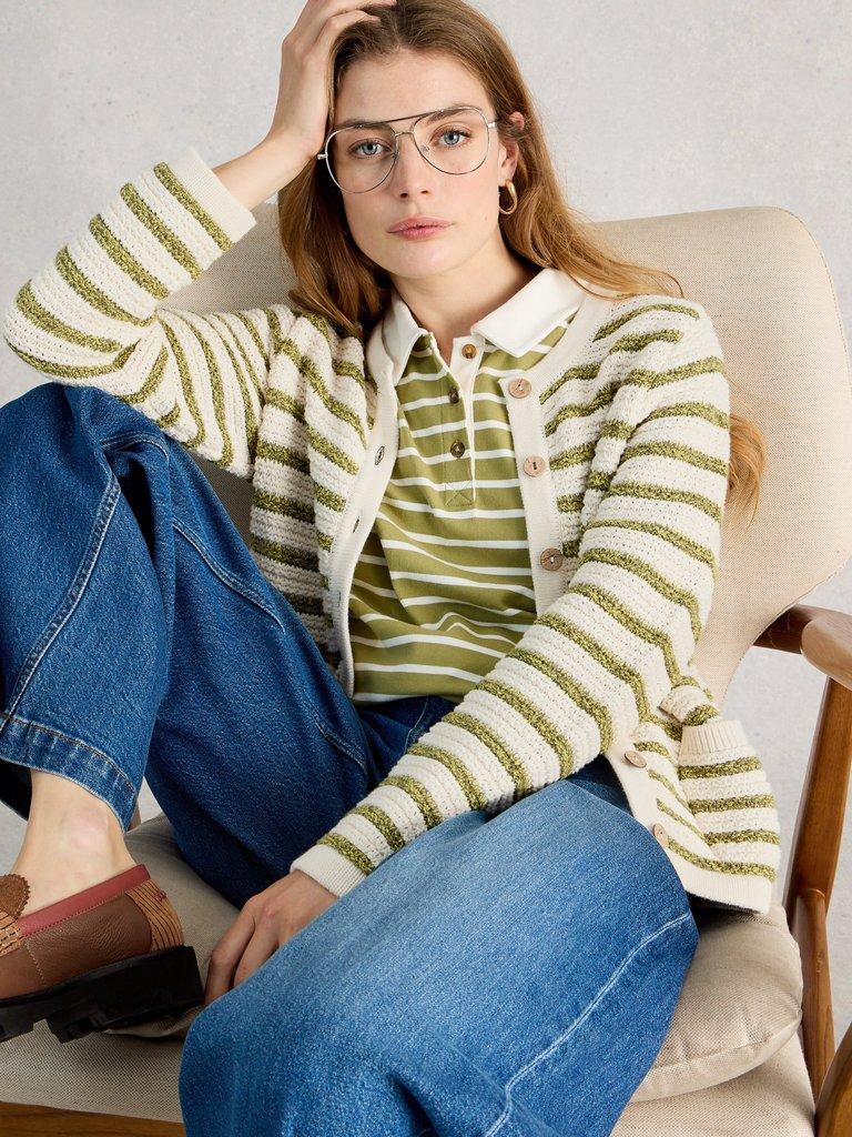 BELLE STRIPE CARDI in IVORY MULTI | White Stuff