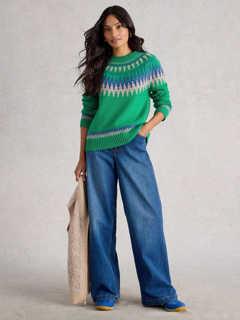 FIFI FAIRISLE JUMPER in GREEN MULTI | White Stuff