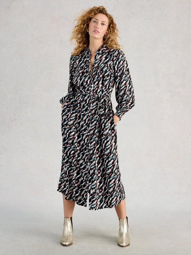 Covy Shirt Dress in BLACK MULTI | White Stuff EU