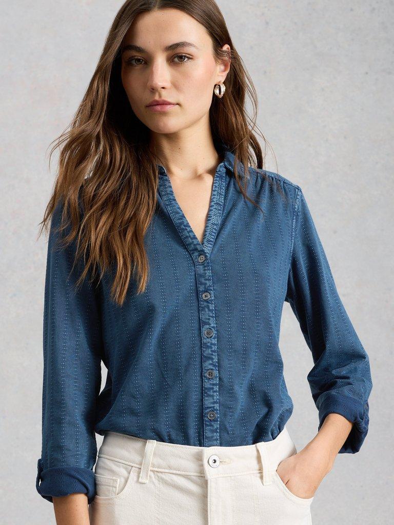 ANNIE INDIGO JERSEY SHIRT in INDIGO BLUE | White Stuff EU