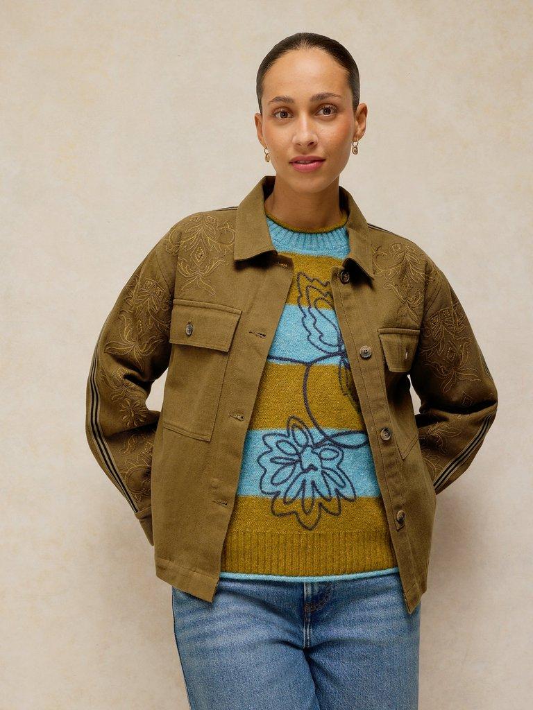 JADE EMBROIDERED JACKET in KHAKI GREEN | White Stuff EU