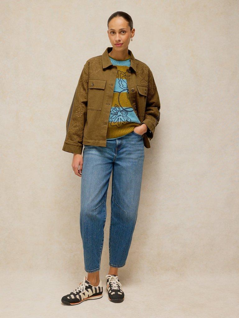 JADE EMBROIDERED JACKET in KHAKI GREEN | White Stuff EU