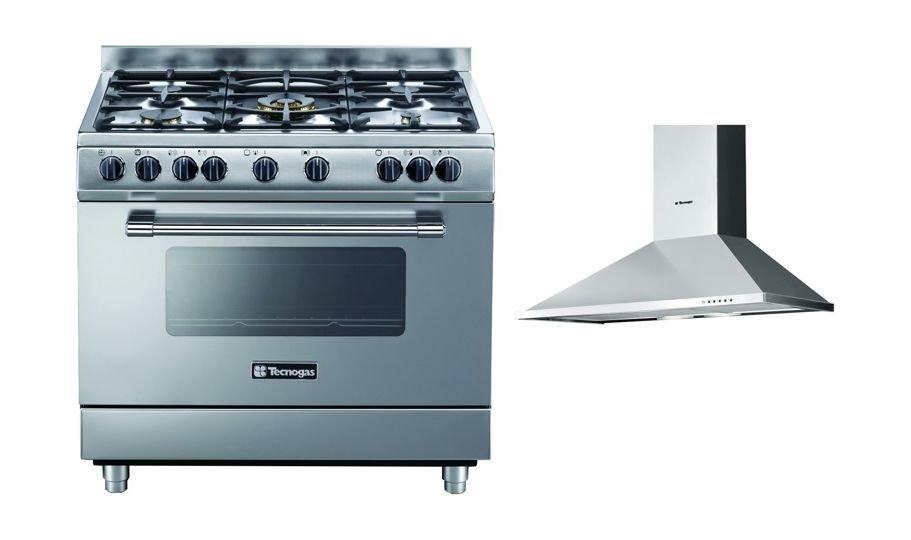 Tecnogas 90x60 Gas Cooker + Technogas 90cm Chimney Type Cooker Hood ...