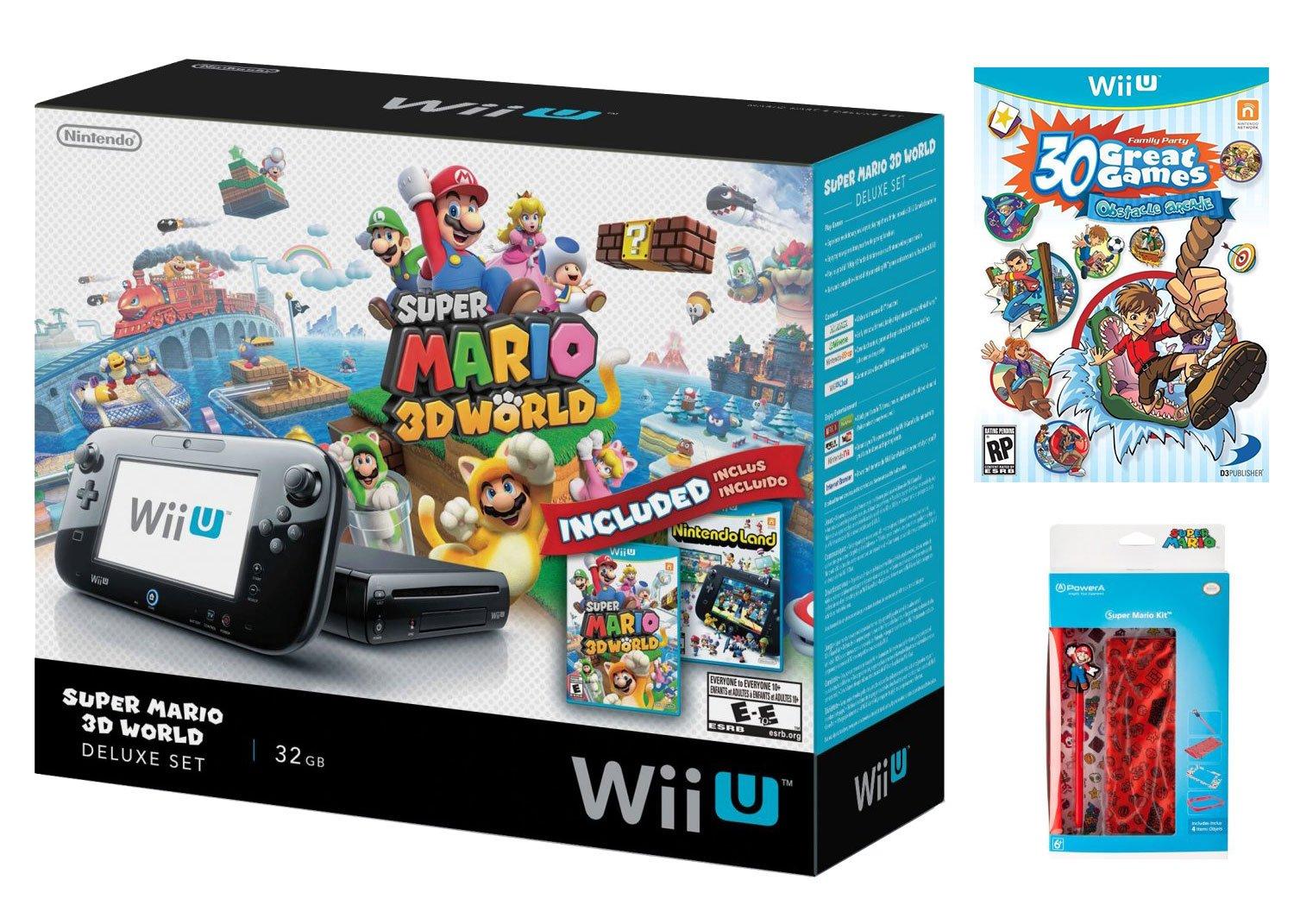 Wii U 32GB Console with Super Mario 3D World, Family Party Game Pack ...