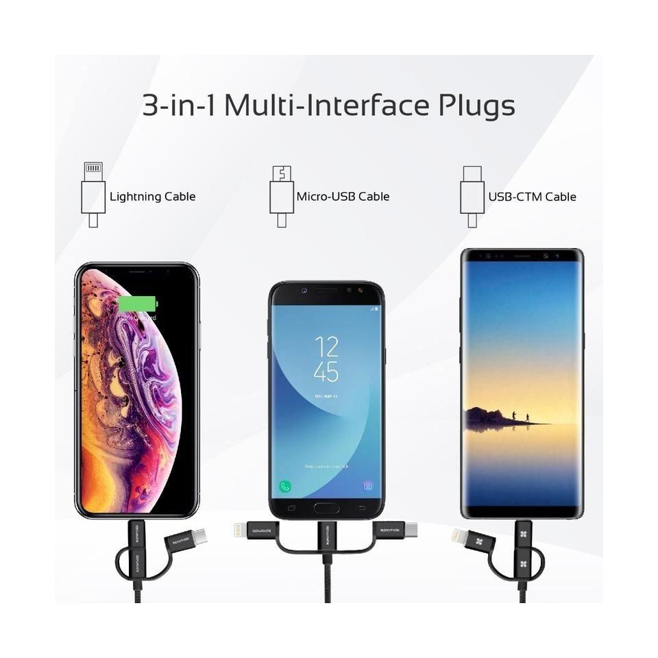 Promate UniLink-Trio2 3-in-1 Smart USB Cable - Silver Price in Kuwait ...