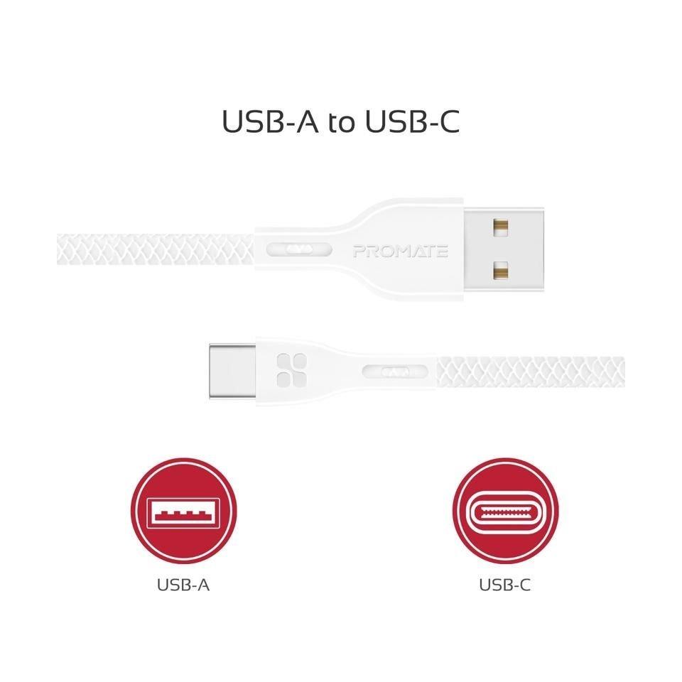 Promate PowerBeam-C 1.2 Meter USB-C Cable - White Price in Kuwait - Xcite