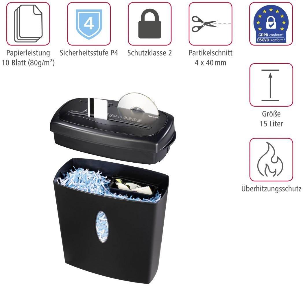 Hama Home X10CD Document shredder Ribbon cut 4 x 40 mm - (15L) in ...