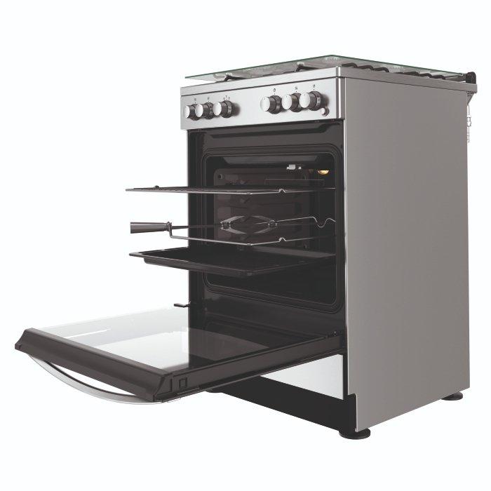 Indesit 4 Burners Gas Cooker 60X60cm Stainless Steel| Xcite