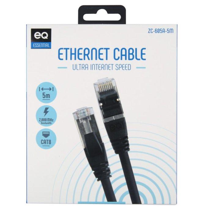 EQ Cat 8 Network Cable, 5M, ZC-605A-5M – Black| Xcite