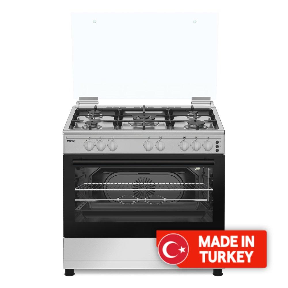 Wansa 90X60CM Gas Cooker Stainless steel| Xcite Kuwait