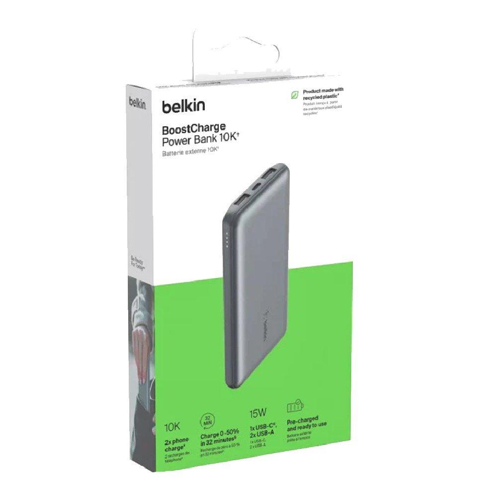BELKIN BoostCharge 3-Port 10K Power Bank BPB011BTGY| Xcite