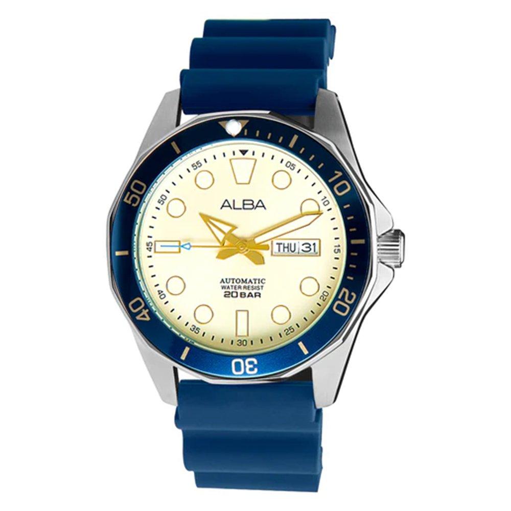 Alba mechanical watch for men, analog, 43mm, silicon strap, al4551x1 ...