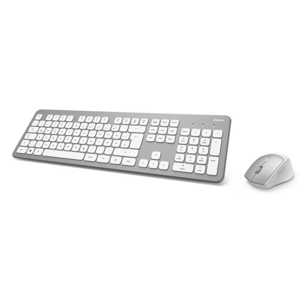 Hama Wireless Keyboard and Mouse Set - Silver/White| Xcite