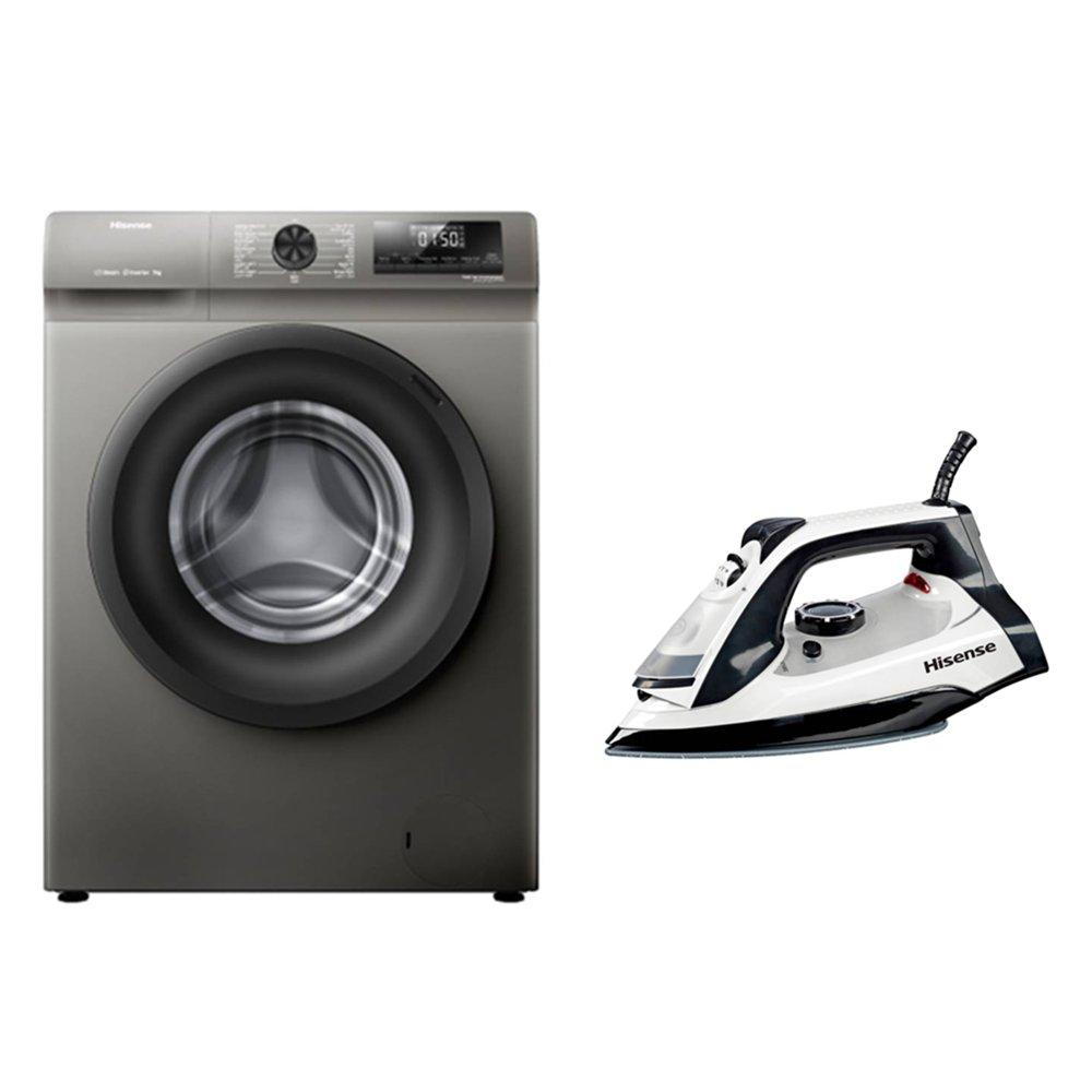 Hisense Bundle of Front Load Washer + Steam Iron| Xcite