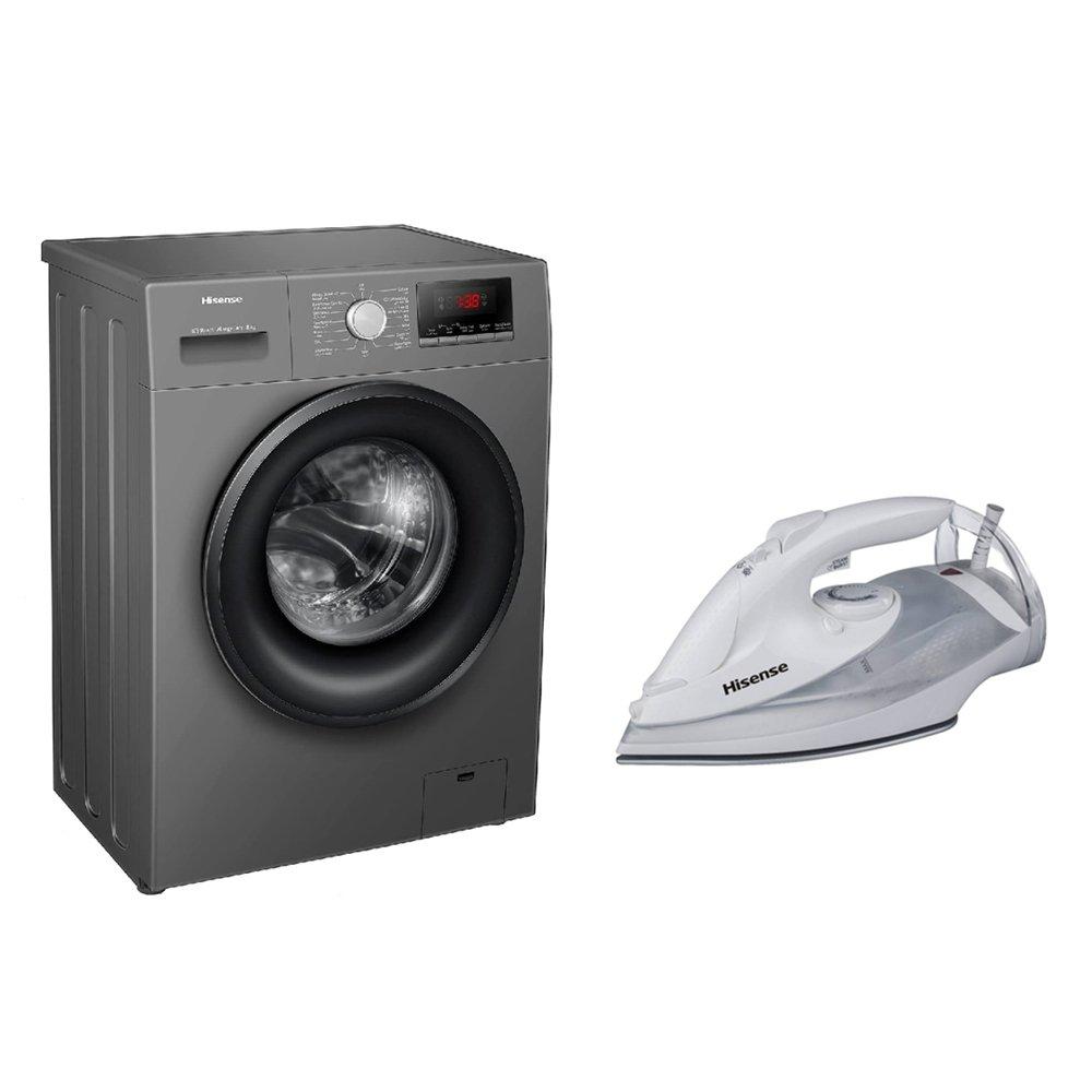 Hisense Bundle of Front Load Washer + Steam Iron| Xcite