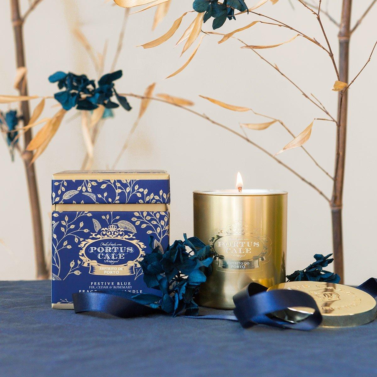 Portus Cale Festive Blue Golden Candle 210 Gm Price in Kuwait - Xcite