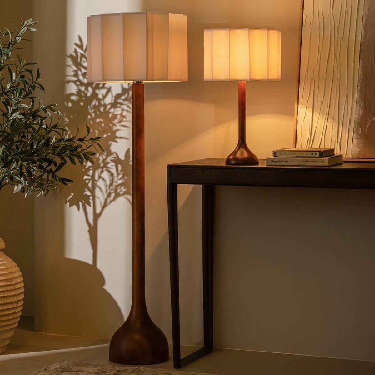 Flute Wood Table Lamp White D30 x H55 cm Price in Kuwait - Xcite