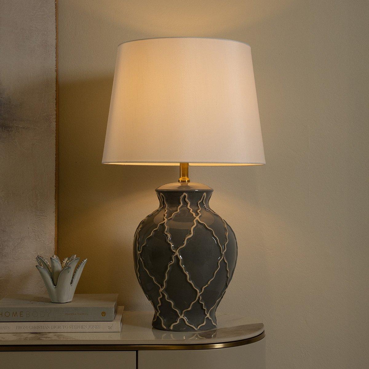 Chain Ceramic Table Lamp Grey 67 cm in Kuwait | Buy Online | safathome.com