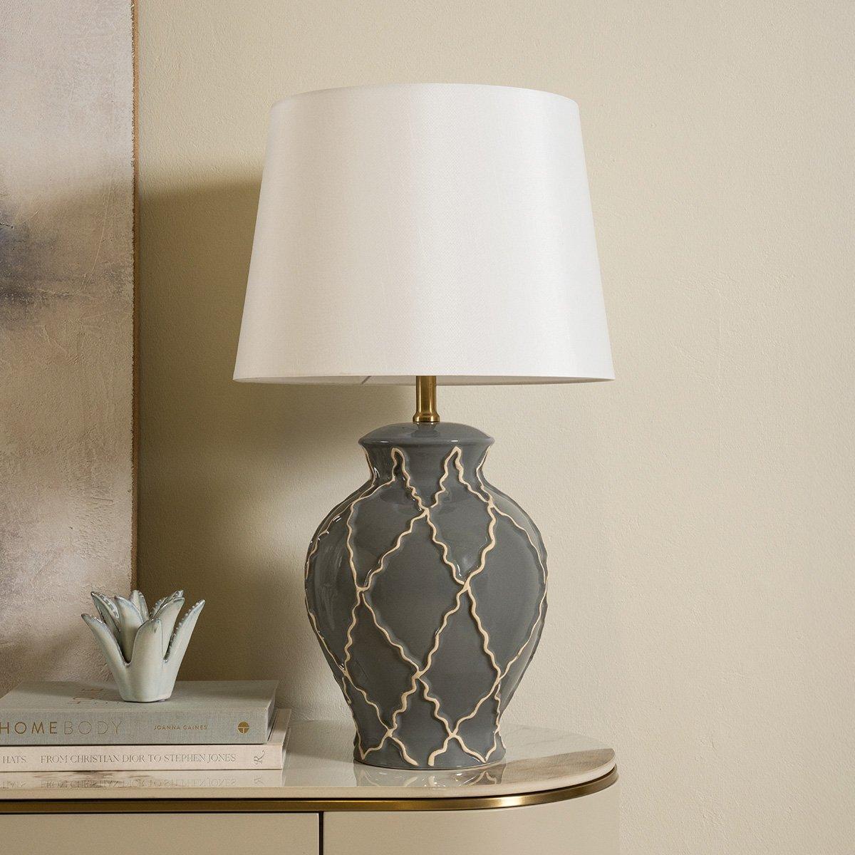Chain Ceramic Table Lamp Grey 67 cm in Kuwait | Buy Online | safathome.com