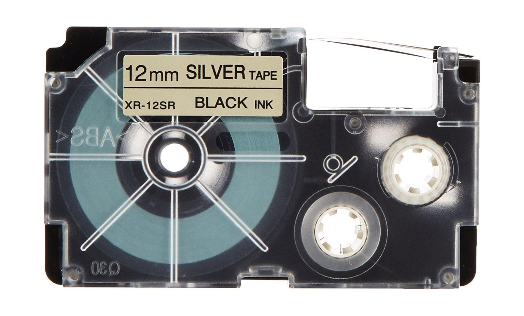 Casio 12mm Black-On-Silver Standard Label Tape (XR-12SR1) Price in ...
