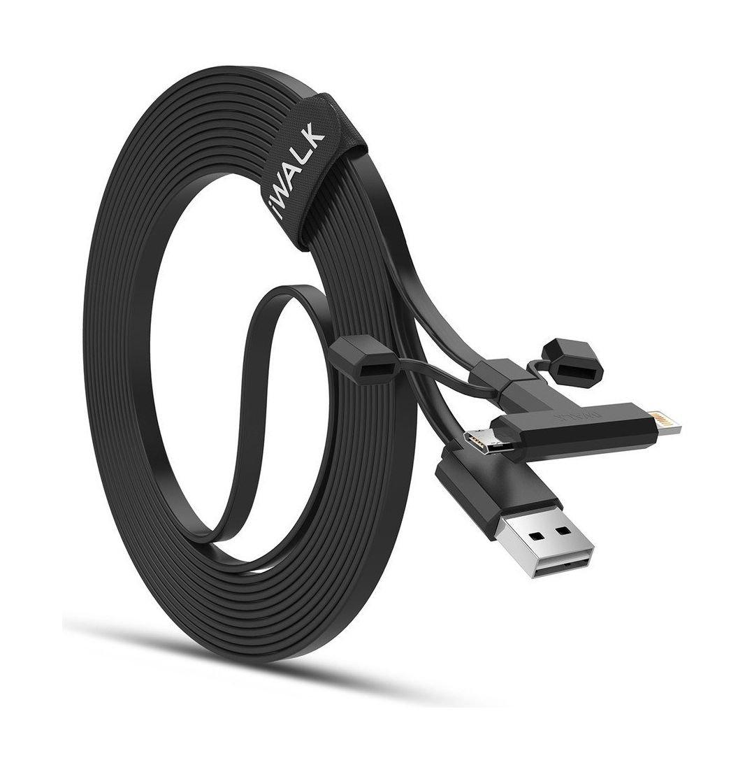iWalk 2-In-1 Micro-USB/Lightning Charge And Sync Cable - Black Price in ...