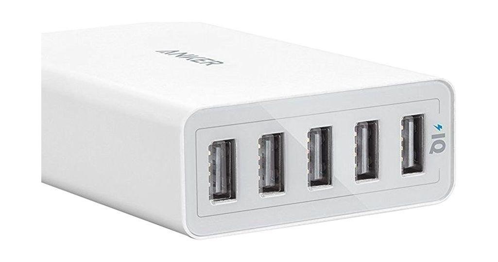 Anker PowerPort 5 40W 5-Port USB Charger - White Price in Kuwait - Xcite