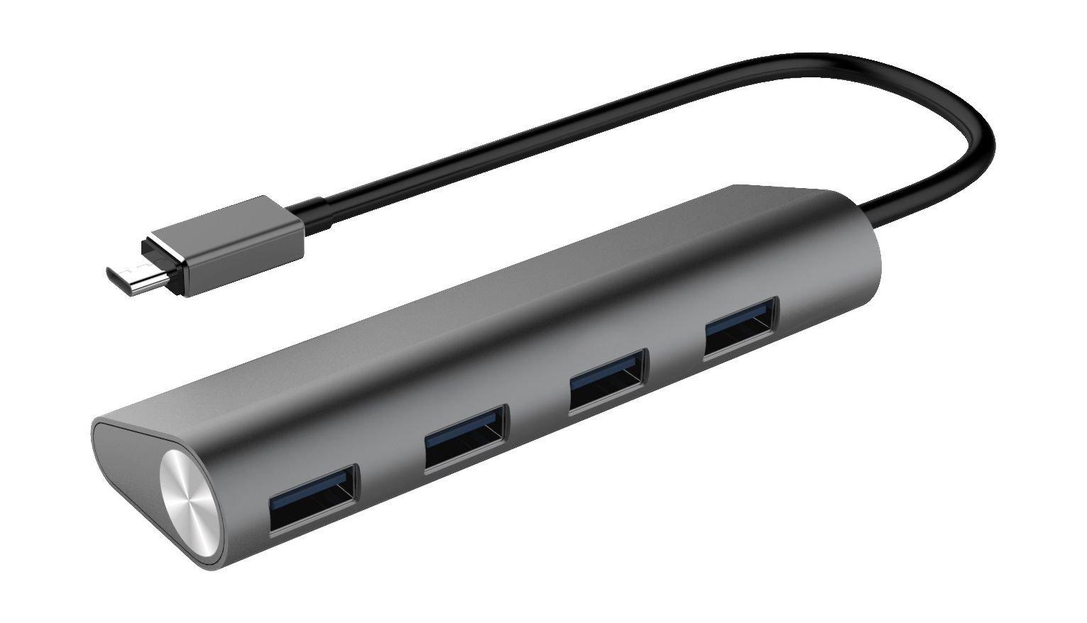Icon USB C To USB 3.0 4-Port Hub - Grey Price in Kuwait - Xcite
