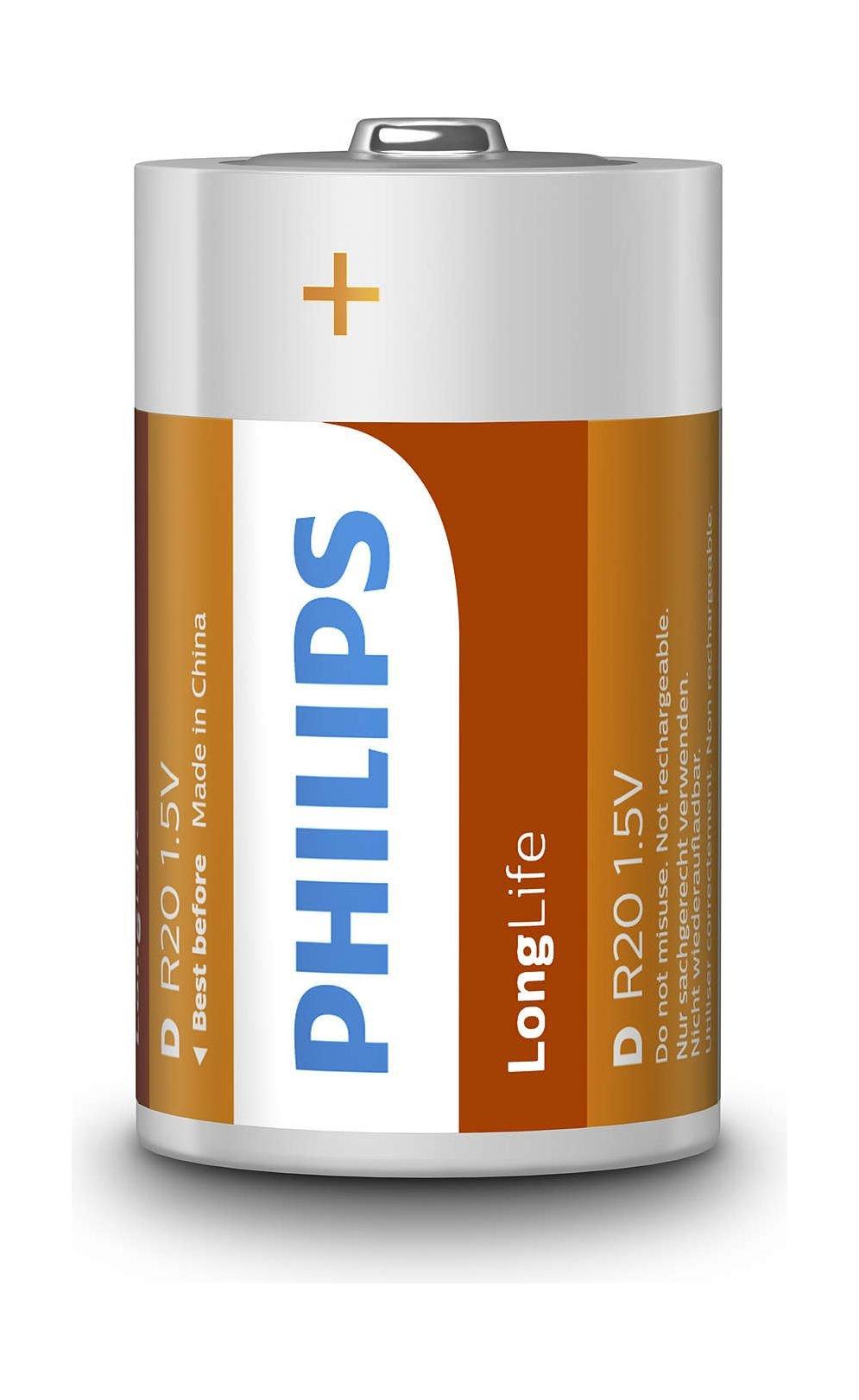 Philips Zinc Carbon Battery D2's 1.5 V (R20L2B) Price in Kuwait - Xcite