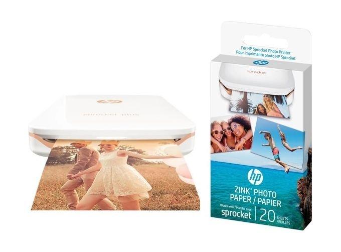 HP Sprocket Plus Portable Photo Printer (2FR85A) - White + Hewlett ...