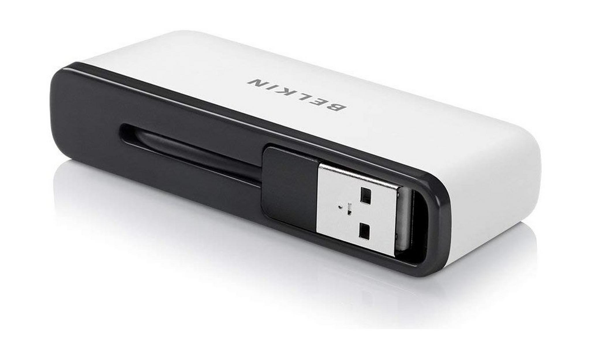 Belkin Travel 4-Port USB 2.0 Hub with Built-In Cable Management - White Belkin Travel 4-Port USB 2.0 Hub with Built-In Cable Management - White