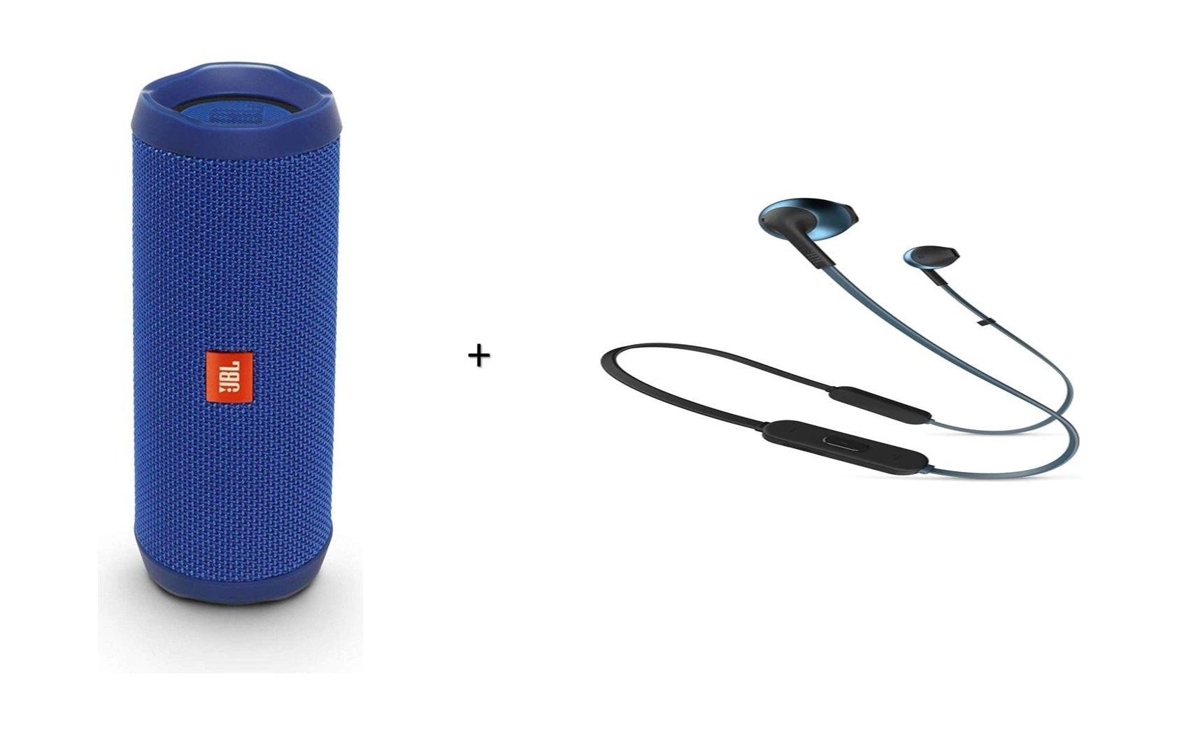 JBL Flip 4 Wireless Bluetooth Speaker Blue + JBL T205BT Earbud Blue ...