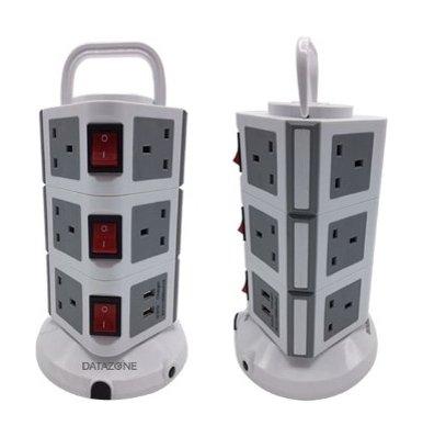 Datazone 3 Layers Vertical Power Strip Outlet (DZ-713) - Grey | Xcite KSA