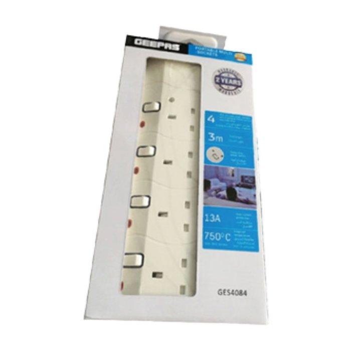 سعر موزع كهربائي 4 مقابس بطول 3 متر من جيباس - (GES4084) في الكويت - اكسايت