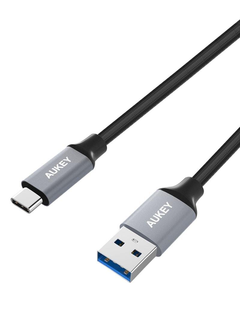 Aukey USB-A 3.0 to USB-C Braided Cable 1M – Grey Price in Kuwait - Xcite