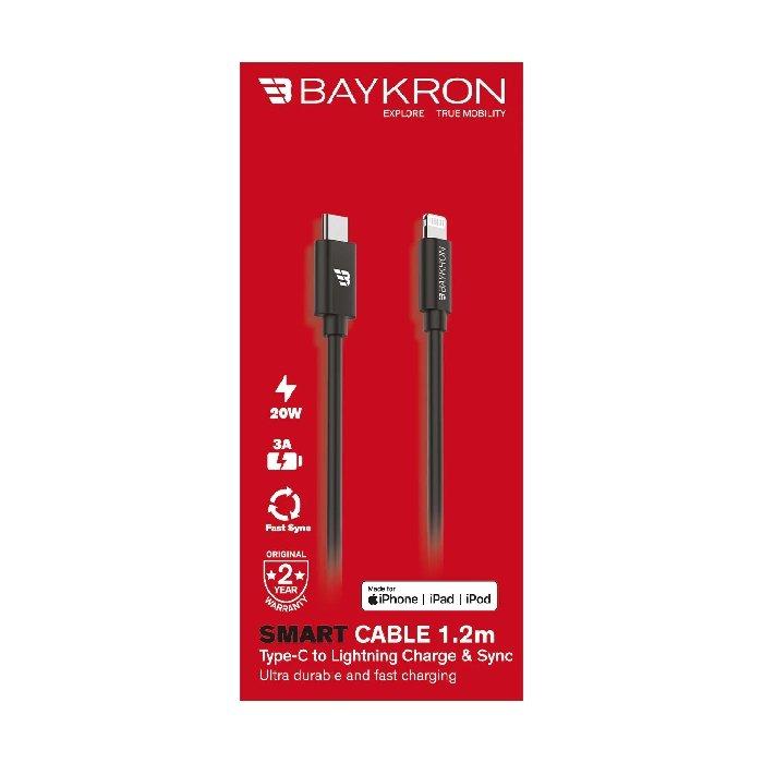 Baykron USB Type-C To Lightning Cable, 1.2m- Black- Xcite Kuwait