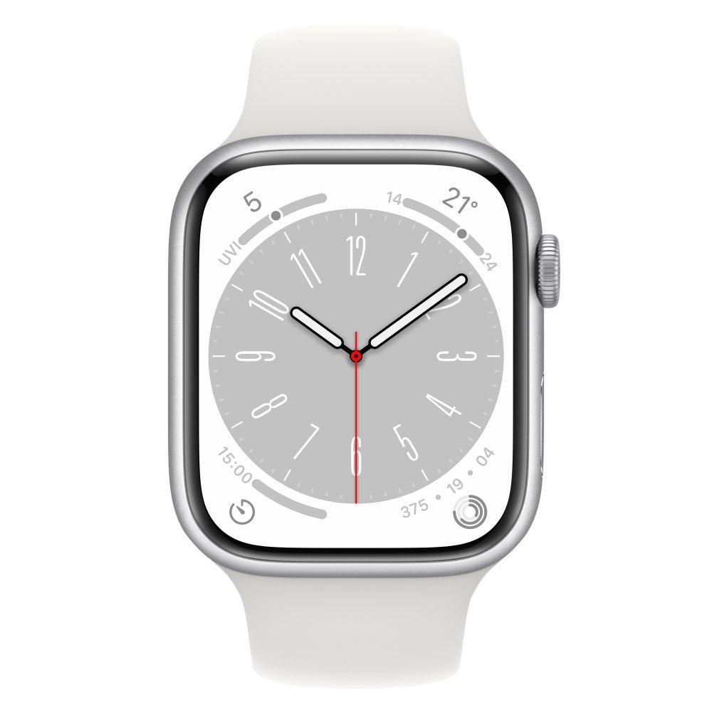 Pre Order Apple Watch S8 GPS 45mm - Aluminum Case with White Sport Band ...
