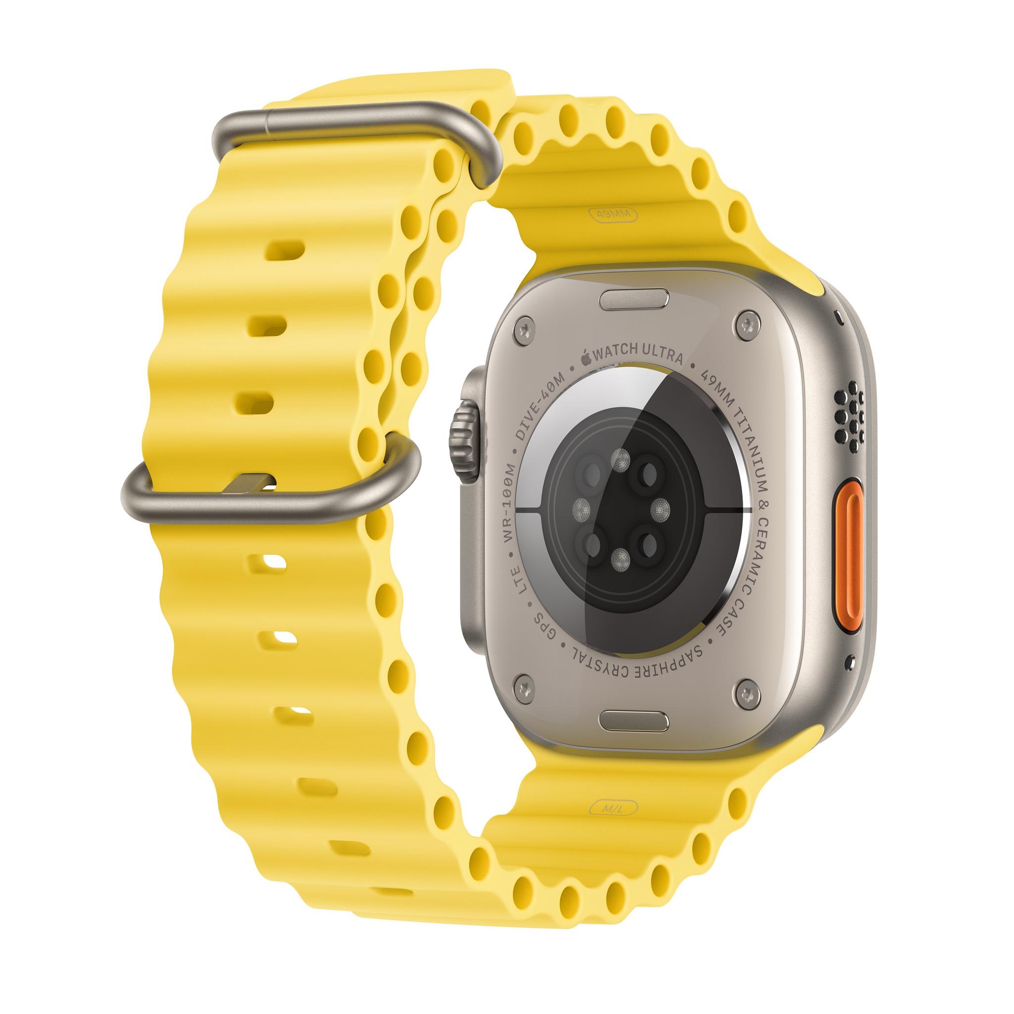 Apple Watch Ultra GPS + Cellular, 49mm Titanium Case with Yellow Ocean Band Apple Watch Ultra GPS + Cellular, 49mm Titanium Case with Yellow Ocean Band