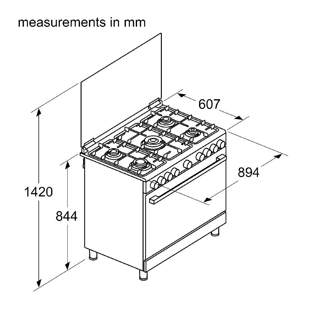 Bosch Series2 5 Burners Gas Cooker 90X60cm HGV1E0U50M| Xcite