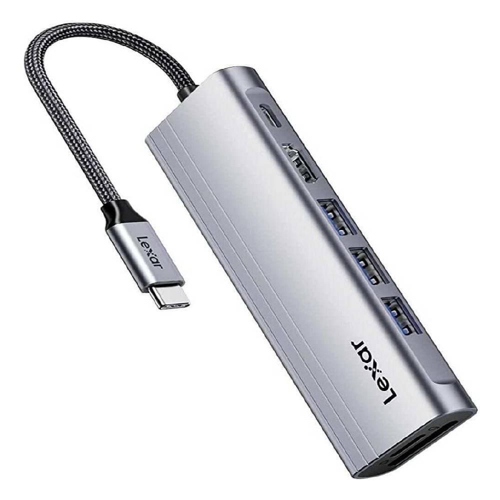 Lexar 7 in1 Multi ports USB Type C Hub Silver| Xcite Kuwait