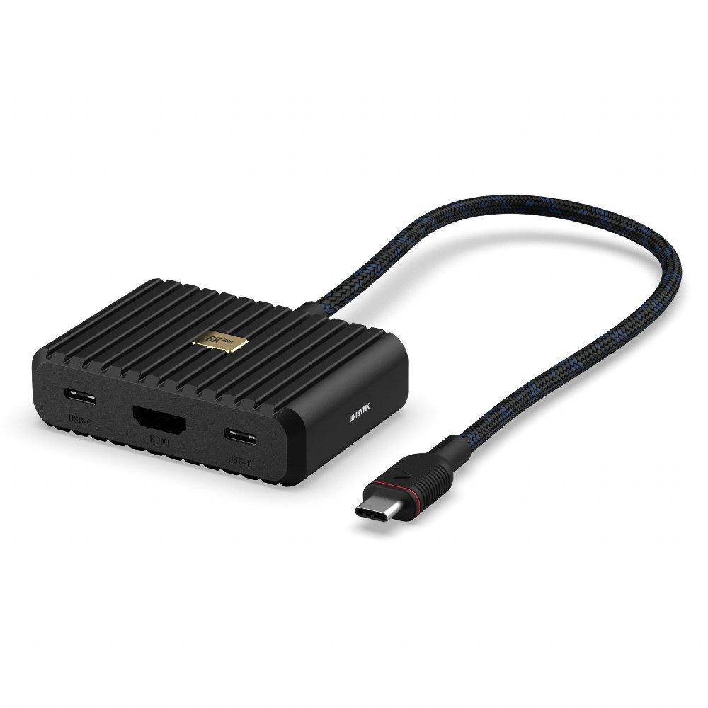 UNISYNK 8 Port USB-C Hub V2 laptop charger 100W Black| Xcite