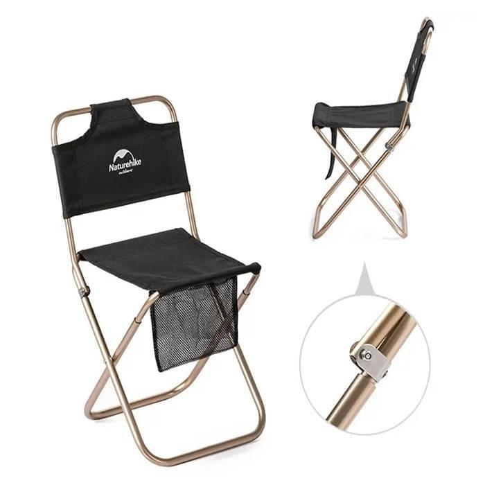 Naturehike Foldable Stools with Backrest - Black | Xcite