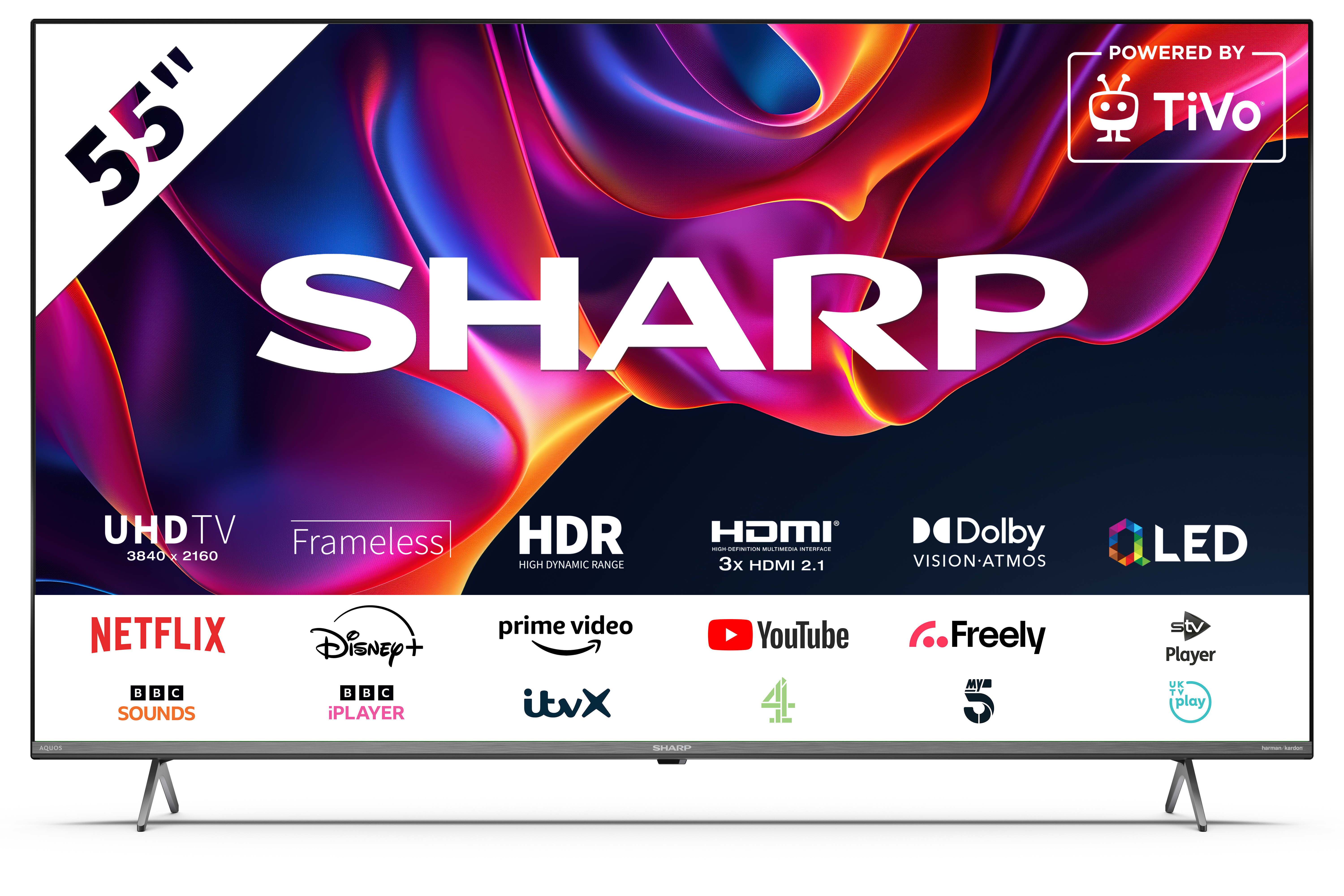Sharp 4T-C55GM6141KB 55" 4K UHD Quantum Dot Frameless Smart TiVo TV ...